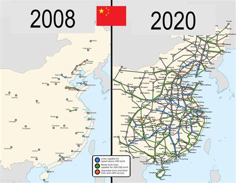 Chinese High Speed Railway Map 2008 Vs 2020 R Mapporn