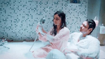 Couple Taking Bath Time Rubs Body  Bath Time