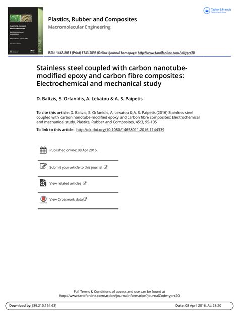 Pdf Stainless Steel Coupled With Carbon Nanotube Modified Epoxy And