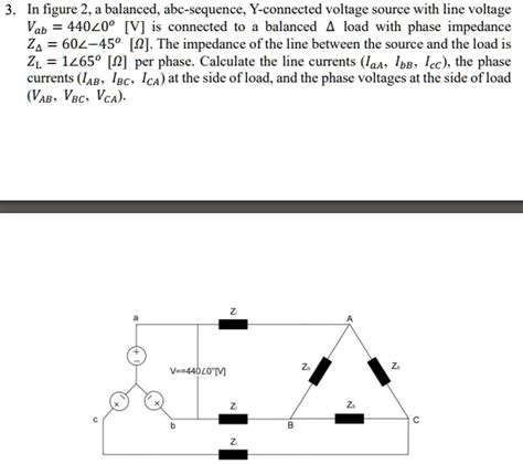 Solved In Figure 2 A Balanced Abc Sequence Y Connected Voltage Source With Line Voltage Vab
