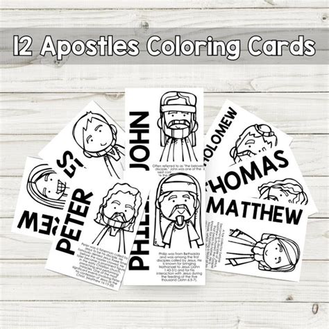 12 Apostles Coloring Cards Jesus Disciples Fact Cards Pdf Etsy