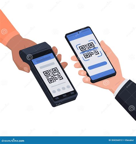 QR Code Payment Customer Scanning A QR Code Stock Vector