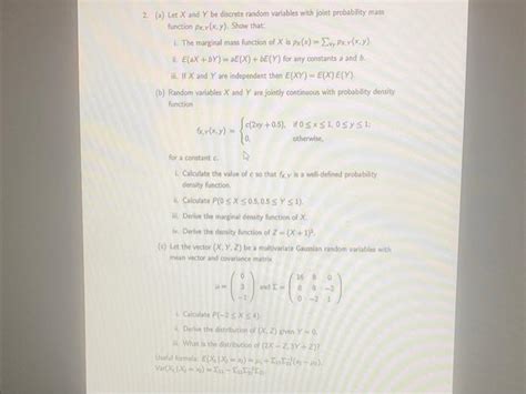 Solved 2 A Let X And Y Be Discrete Random Variables With Chegg Com