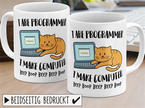 Lustige Katzen Tasse I Are Programmer Beep Programmierer Informatiker