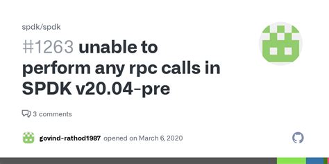 unable to perform any rpc calls in spdk v20 04 pre · issue 1263 · spdk spdk · github