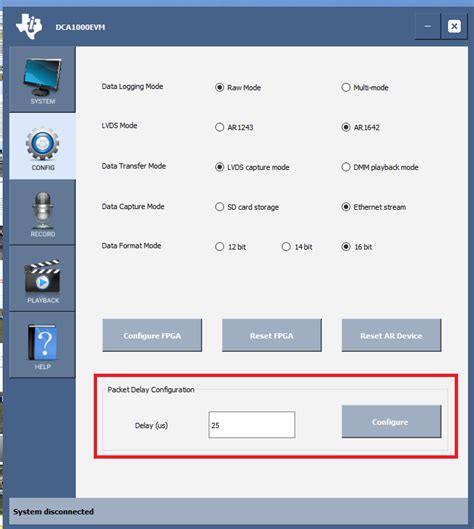 Awr1642 Command To Configure Dca1000 Packet Delay Sensors Forum Sensors Ti E2e Support Forums