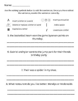 Editing Practice By Caroline Vance TPT