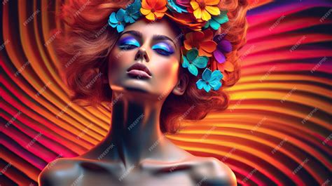 Premium Ai Image Abstract Colour Splash Illustration Psychedelic Art Colorful Woman