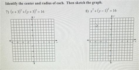 Solved Identify The Center And Radius Of Each Then Sketch Chegg