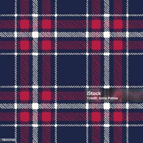 클래식 손으로 그린 블루 화이트와 빨간색 격자 무늬 검사 벡터 원활한 패턴 애국심에 대한 스톡 벡터 아트 및 기타 이미지 애국심 타탄 체크무늬 가을 Istock