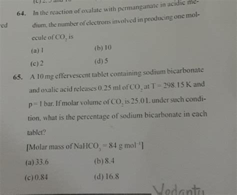 in the reaction of oxalate with permanganate in acidic me ed dium the n
