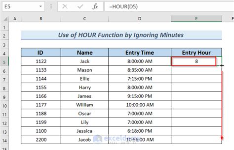 How To Use The Hour Function In Excel 7 Examples