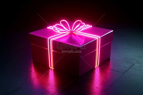 형광 리본이 달린 선물 상자 배경 사진 및 창의적인 일러스트 무료 다운로드 Lovepik