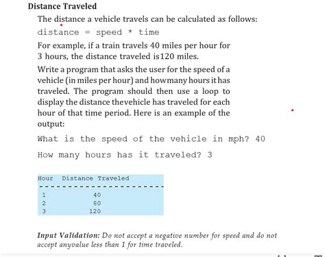 Solved Distance Traveled The Distance A Vehicle Travels Chegg Com