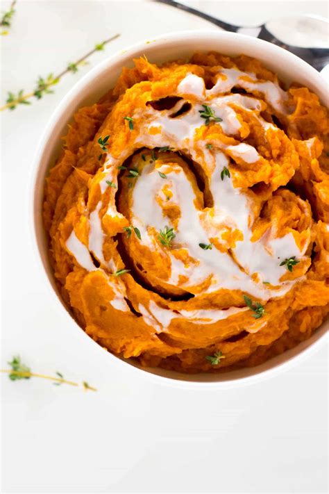 Vegan Creamy Mashed Sweet Potatoes Girl And The Kitchen