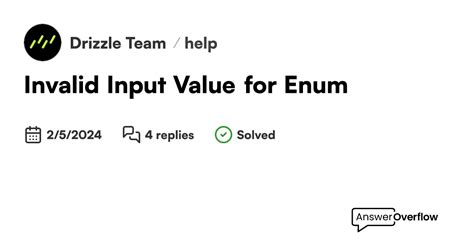 Invalid Input Value For Enum Drizzle Team