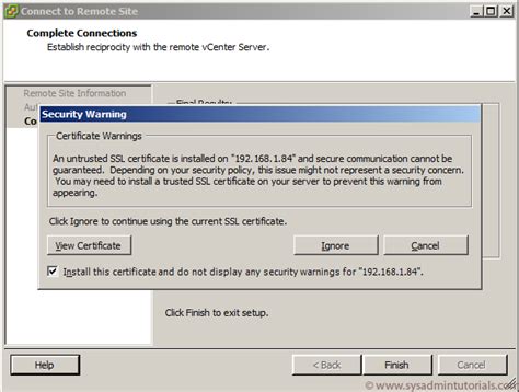 VMware SRM 4 1 Pairing The Sites