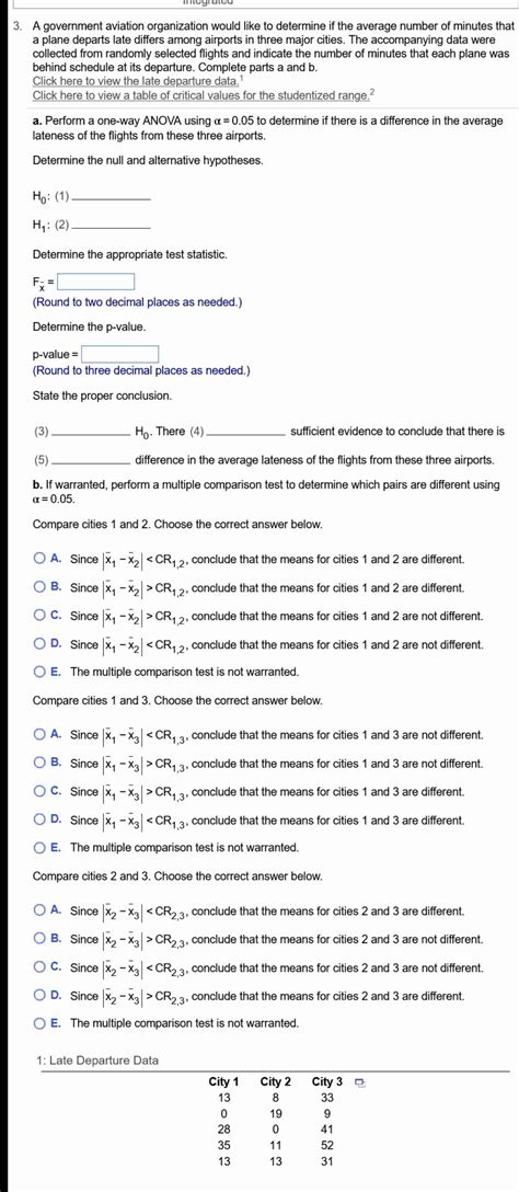 The Conclusion Of A One Way ANOVA Procedure For The Chegg