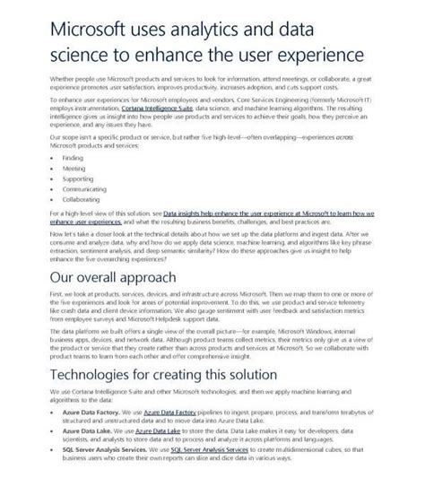 Microsoft Uses Analytics And Data Science To Enhance The User