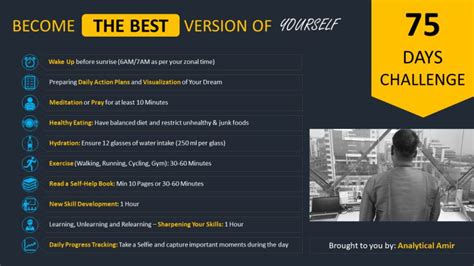 join the 75 days challenge and become the best version you can be analytical amir posted on
