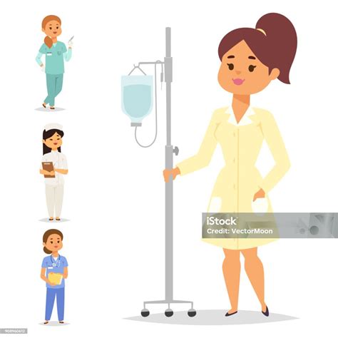 의사 간호사 문자 벡터 의료 여자 직원 평면 디자인 병원 팀 사람들이 박사 학위 일러스트 레이 션 간호사에 대한 스톡 벡터 아트 및 기타 이미지 Istock