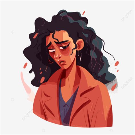 슬픈 여자 벡터 화난 표정으로 주황색 코트에 짧은 머리를 가진 스티커 클립 아트 소녀 만화 상표 클립 아트 Png 일러스트 및 벡터 에 대한 무료 다운로드 Pngtree