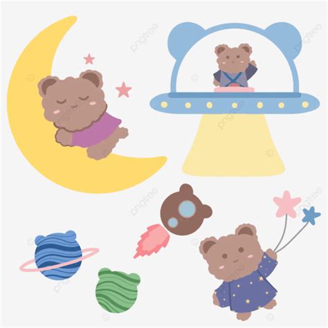 한국 곰 스티커 일러스트 별 스티커 일러스트 별빛곰 우주 비행사 곰 Png 일러스트 및 Psd 이미지 무료 다운로드 Pngtree