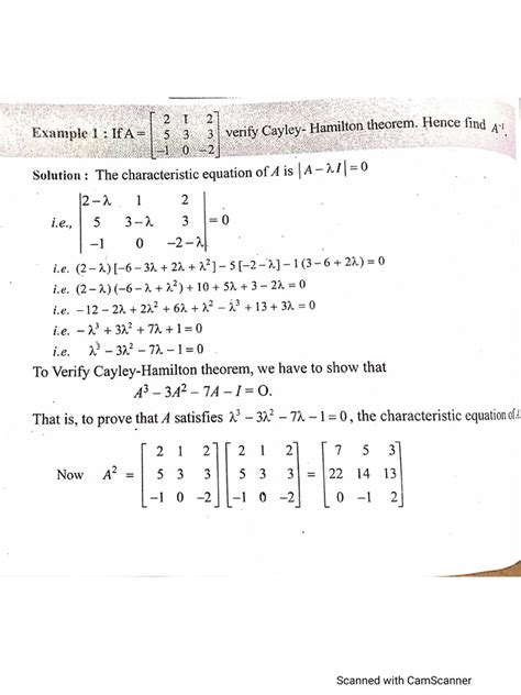 Cayley Hamilton Theorem Pdf