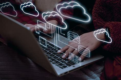 Cloud Computing Technology Concept Businessman Shows Cloud Storage Network Technology Icon