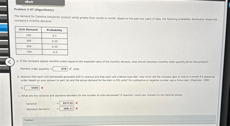 Solved Problem 3 07 Algorithmicthe Demand For Carolina