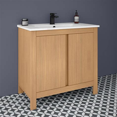 Valencia Naturale Oak Effect Vanity Unit 850mm Wide Victorian Plumbing Uk