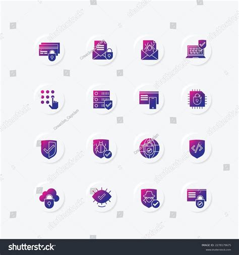Cyber Security Threats Vector Gradient Icons Stock Vector Royalty Free 2278179675 Shutterstock