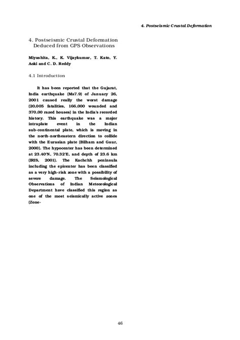 Pdf 4 Postseismic Crustal Deformation Deduced From Gps Observations