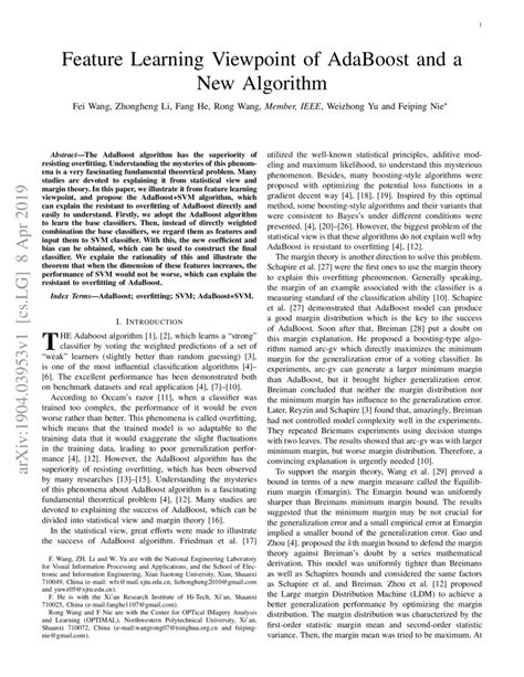 Feature Learning Viewpoint Of Adaboost And A New Algorithm Deepai