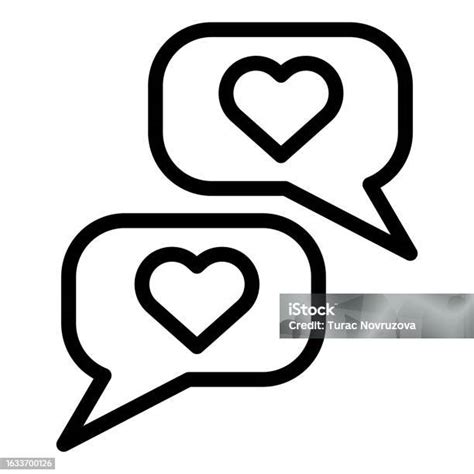 낭만적 인 채팅 라인 아이콘입니다 호혜적인 대화와 좋아하거나 칭찬하는 기호 흰색 배경에 윤곽선 스타일 픽토그램 관계 기호 모바일