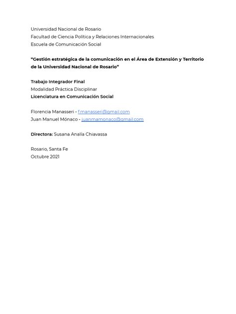 Tesina Manasseri Y Mónaco Lic En Comunicación Social Pdf