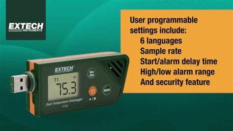 Digital Data Logger Extech RHT30 Temperature Humidity Datalogger For Industrial 110 X 40 X