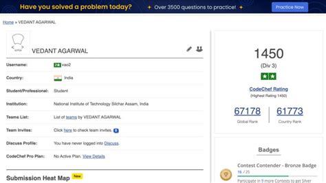 Vedant Agarwal On Linkedin Connections Codechef Coding Practice Cpp