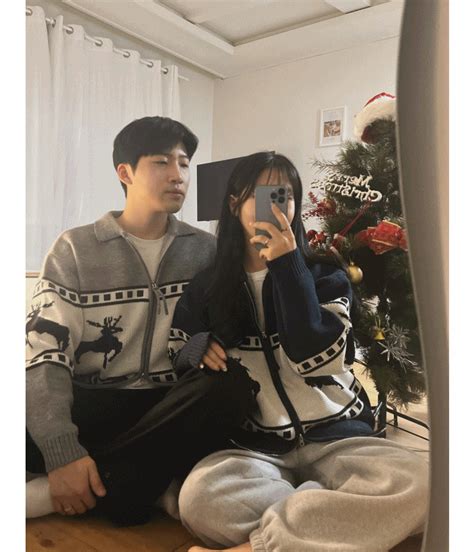당일출고 커플룩도톰 겨울 사슴 패턴 니트 집업 노르딕 가디건 오버핏 남녀공용 시밀러룩 에이블리