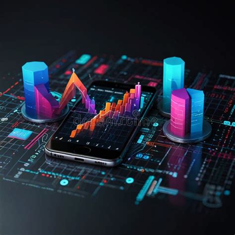 Application Of Smartphone With Business Graph And Analytics Data On Isometric Mobile Phone