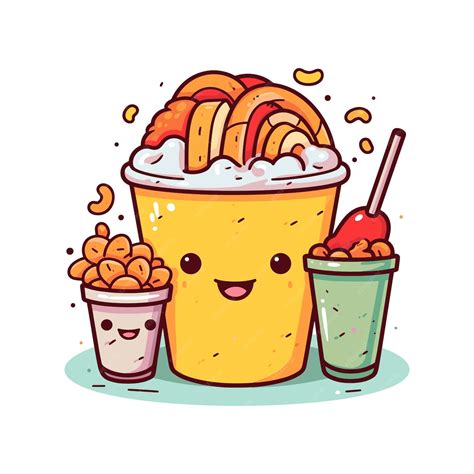 Premium Vector Kawaii Food Sticker Clipart Vector Set Kawaii Food