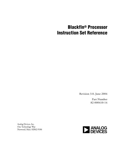 Blackfin® Processor Instruction Set Pdf Digital Signal Processor Central Processing Unit