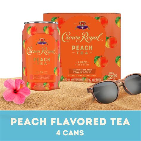 Crown Royal Peach Tea Ready To Drink Canadian Whisky Cocktail 4 Pack