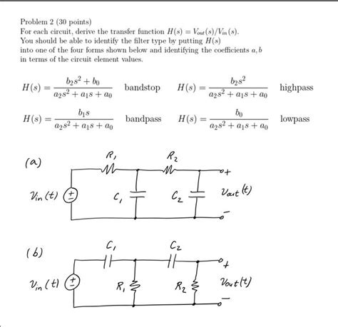 Solved Problem 2 30 Points For Each Circuit Derive The