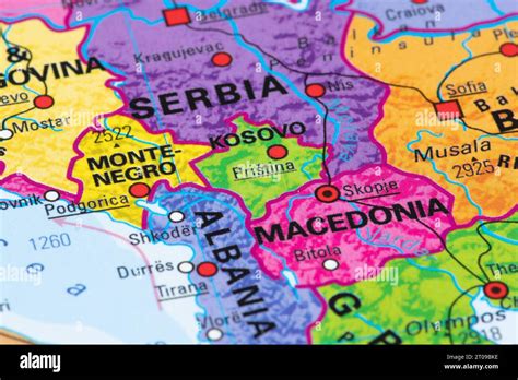 Map Or Cartography Of Kosovo With Capital Pristina And State Borders