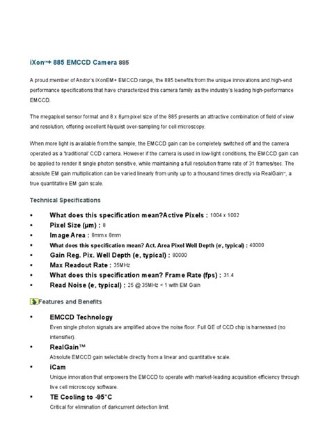 Emccd Camera Pdf Charge Coupled Device Pixel