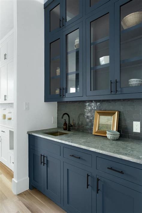 Blue Grey Painted Kitchen Cabinets