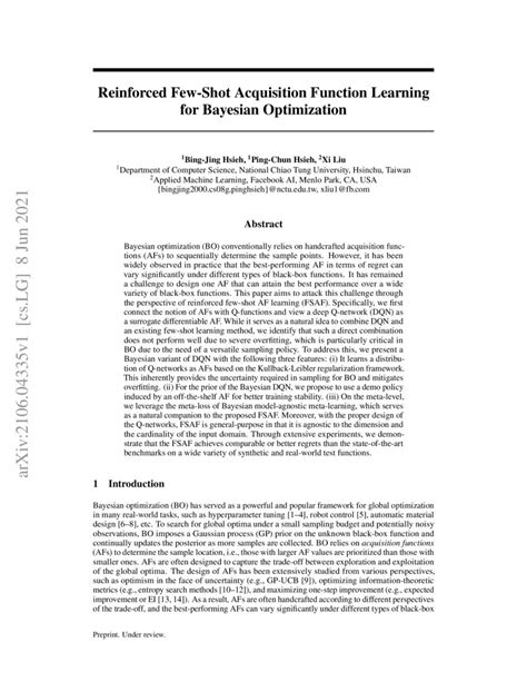 Reinforced Few Shot Acquisition Function Learning For Bayesian Optimization Deepai