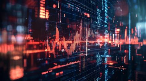 Digital Data Flow With Red And Blue Light In A Futuristic Virtual Environment Stock Image