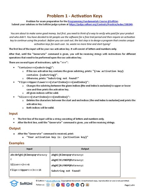 Activation Keys Problem Description Pdf String Computer Science